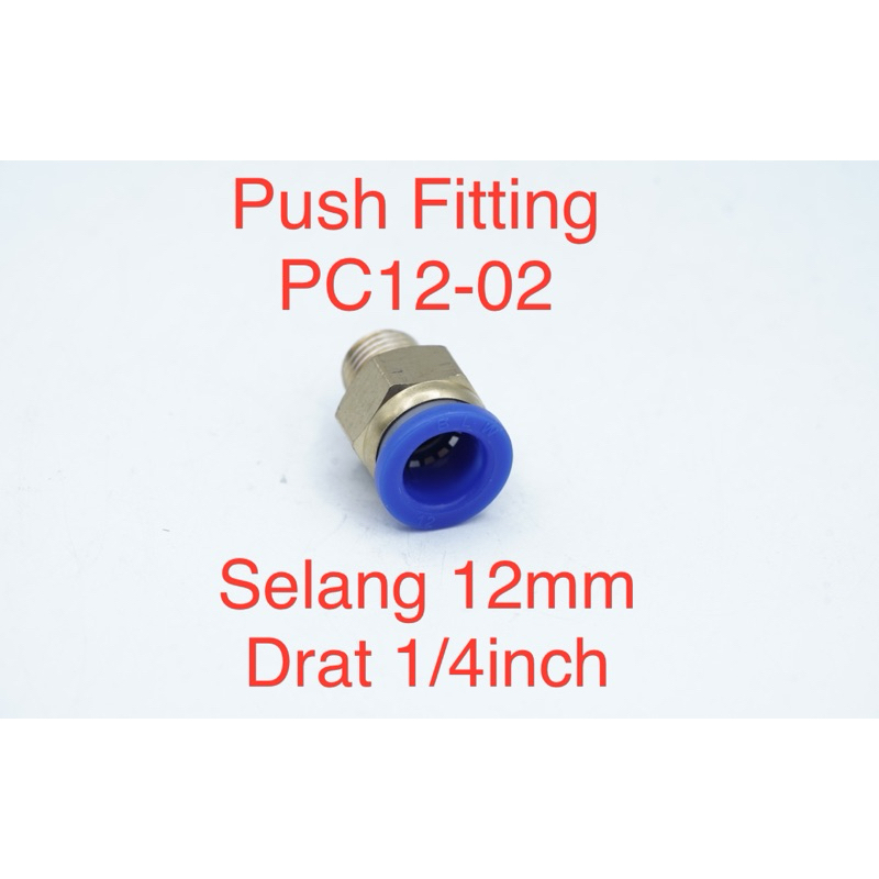 Jual PC12-02 Pneumatic Nepel Fitting Lurus Selang 12mm Drat 1/4inch ...