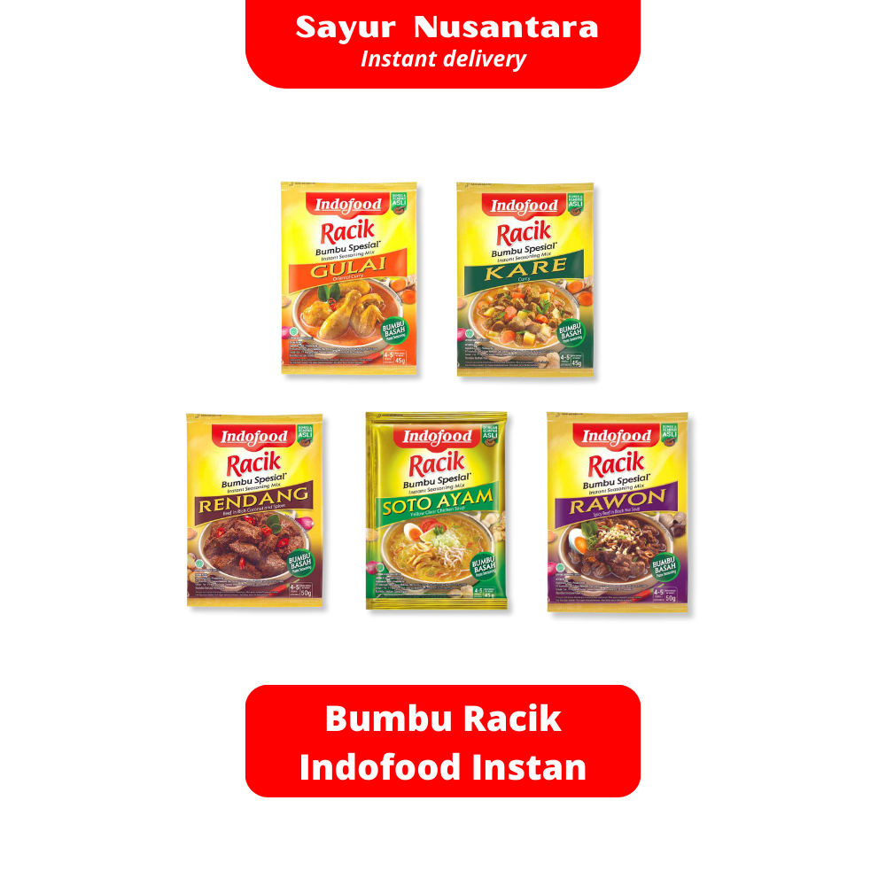 Jual Indofood Bumbu Racik Instan Gule, Kare, Rawon, Rendang, Kare, Soto ...