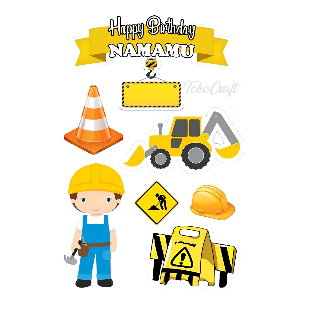 Jual TOPPER CAKE EXCAVATOR BEGO ALAT BERAT KUE ULANG TAHUN CUSTOM NAMA ...