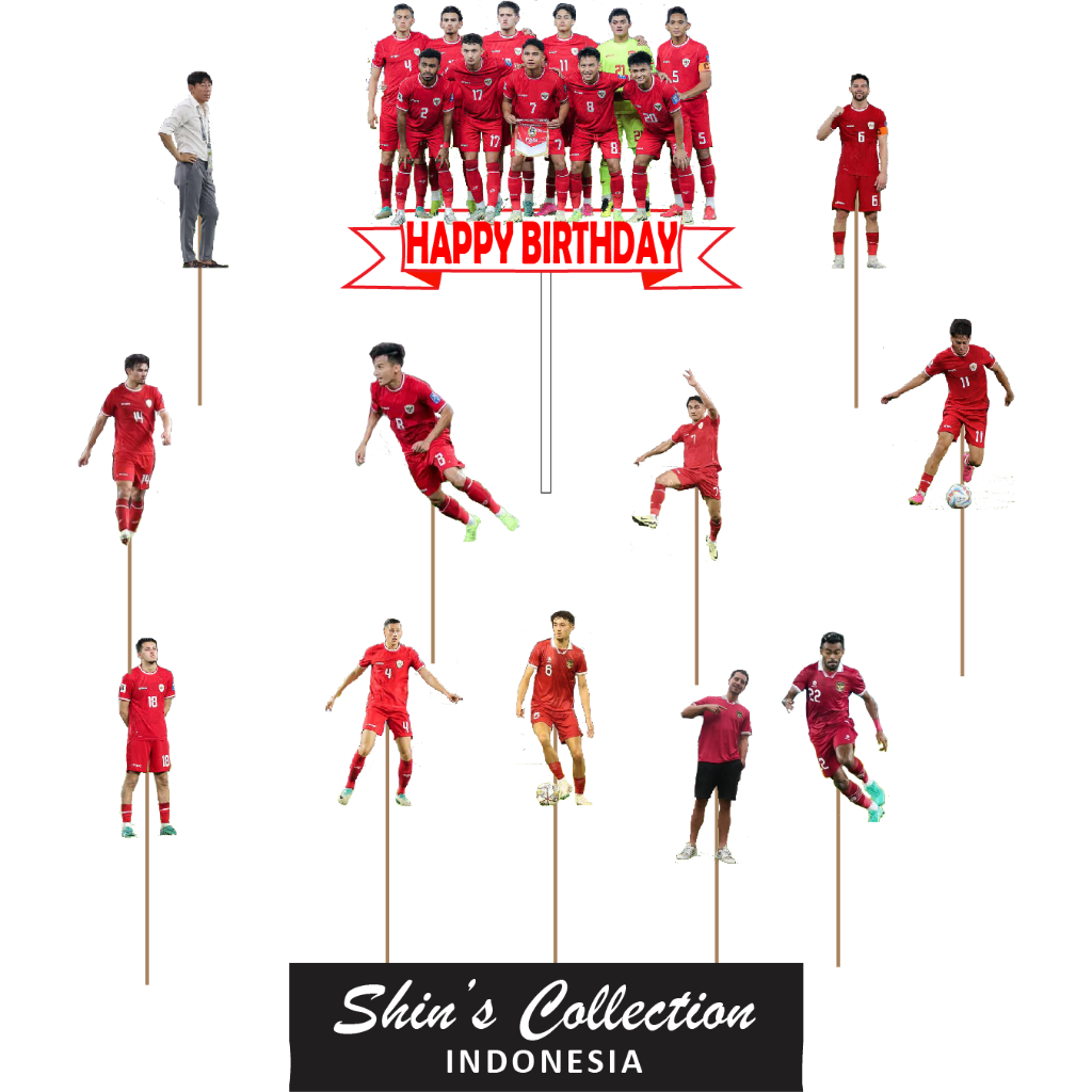 Jual Cake topper Sepakbola Garuda Indonesia isi 12 pcs | Shopee Indonesia