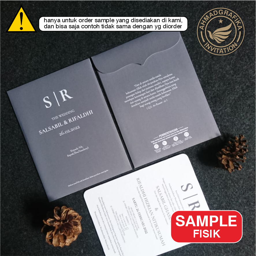 Jual Sample Undangan Single Hardcover | Plus Amplop | Custom Monokrom ...