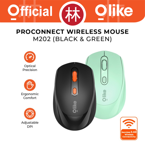 Jual Olike M202 Proconnect Wireless Optical Mouse Ergonomic 2.4G 1600 ...