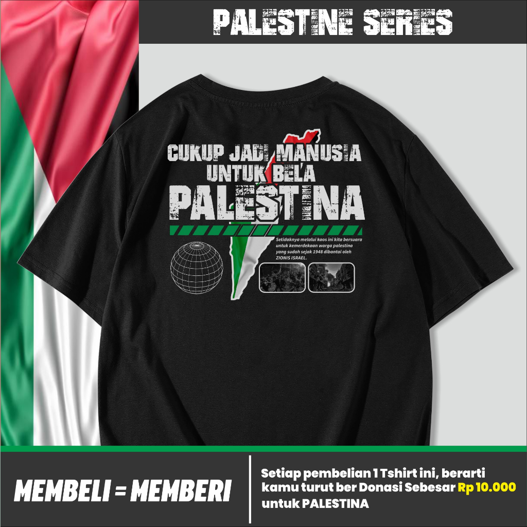 Jual Kaos Palestina Bahan Cotton Combed 30s Free Sticker dari Tobba ...