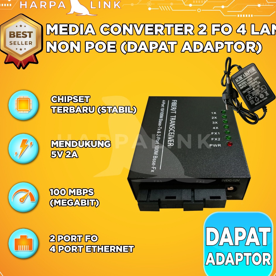 Jual Harga Grosir Media Converter 2 FO 4 LAN 2 SC 4 RJ45 2F4E 11 Mbps ...