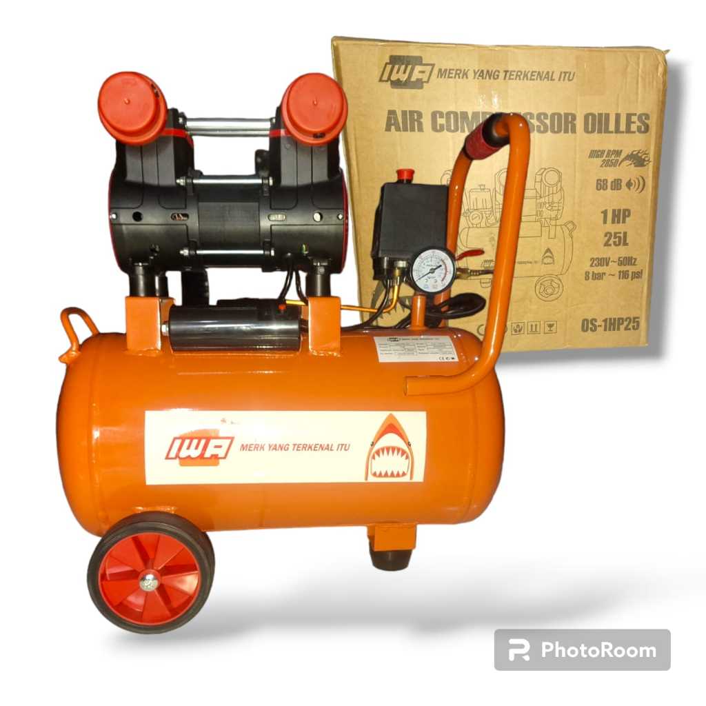 Jual Kompresor 1HP 24Liter Portable Mollar Oiless Silent Compressor ...