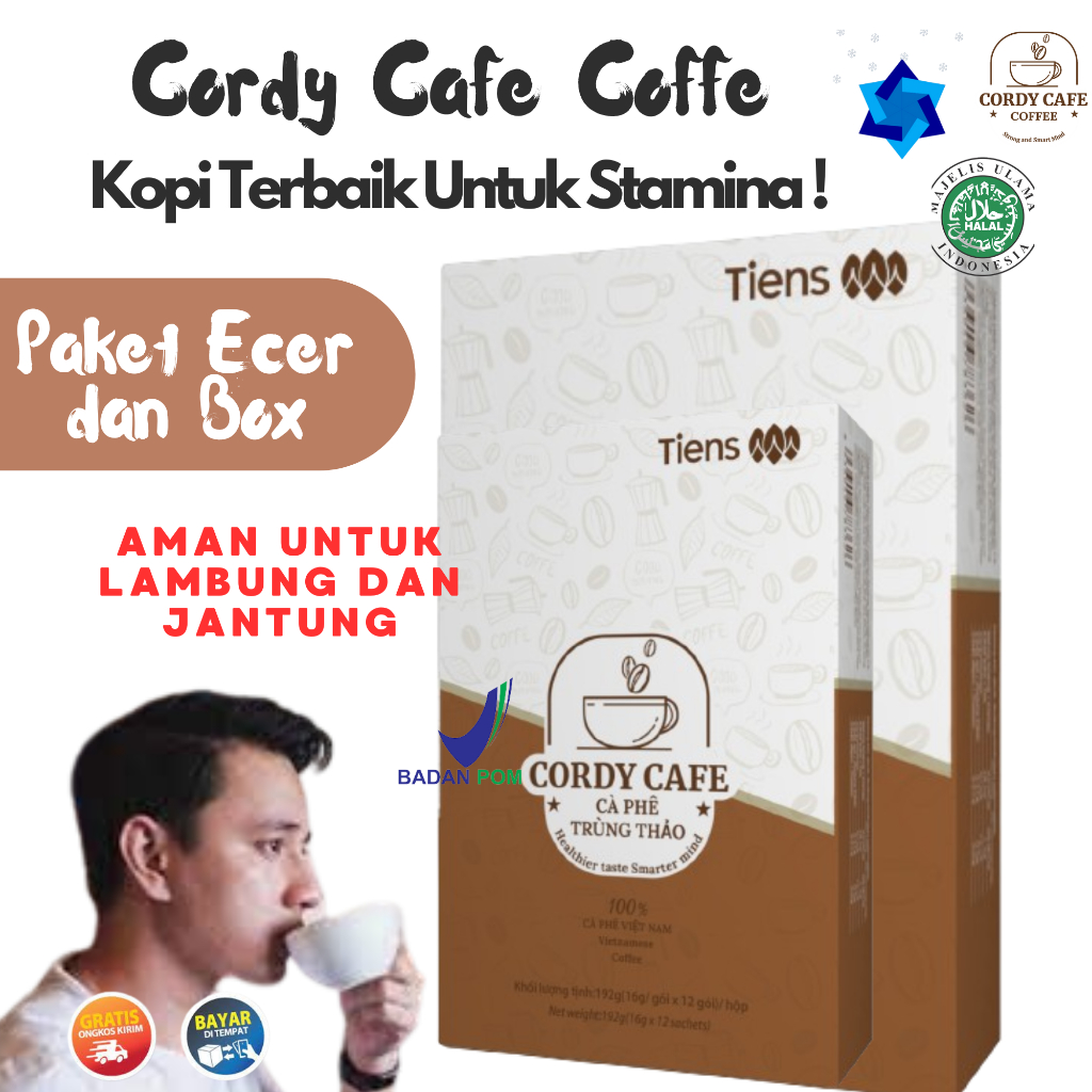Jual (COD) Cordy Coffe Cafe Kopi Tiens Dengan Jamur Cordyceps Biji ...