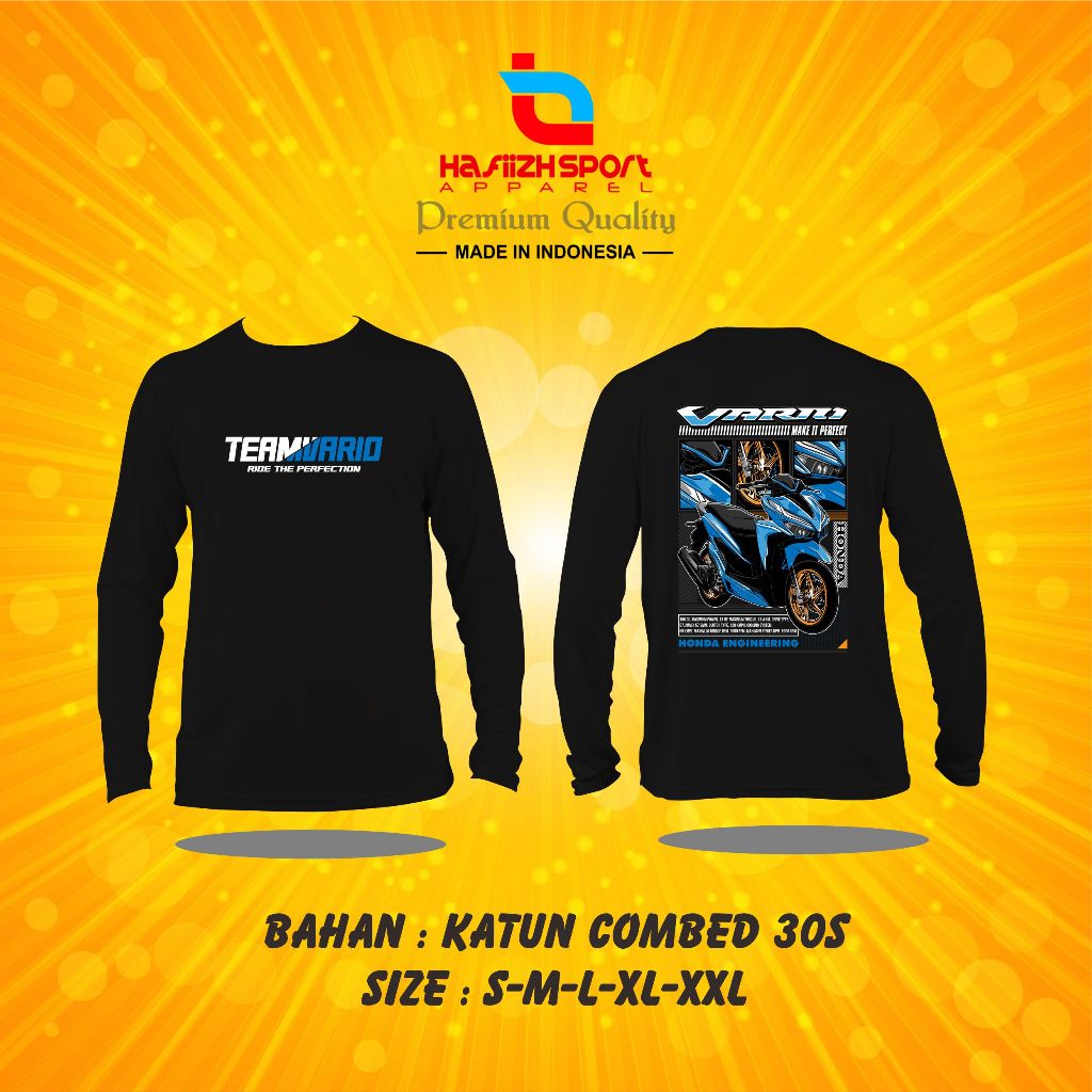 Jual KAOS BAJU MOTOR HONDA TEAM VARIO BLUE LENGAN PANJANG BAHAN PREMIUM ...