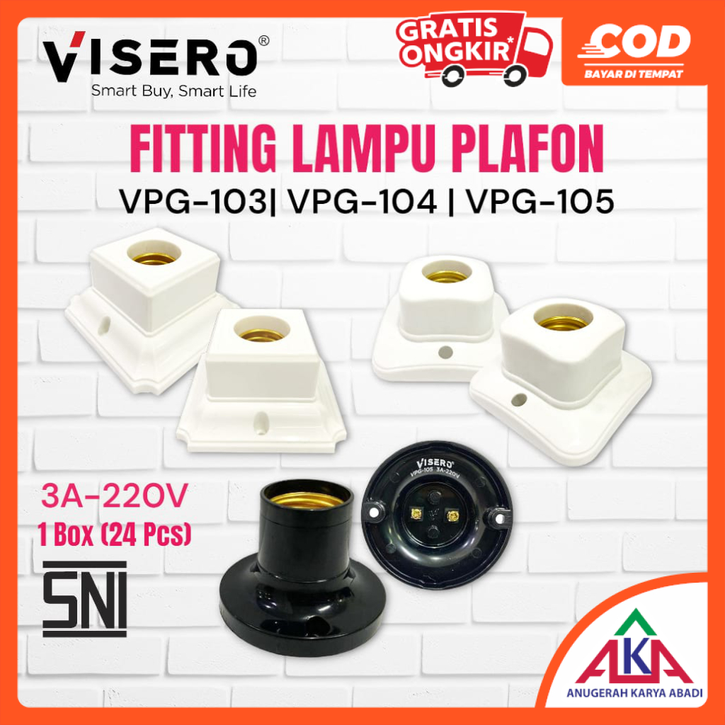 Jual VISERO Fitting Lampu Plafon Model Kotak / Bulat Premium VPG-103 / VPG-104 / VPG-105 ...