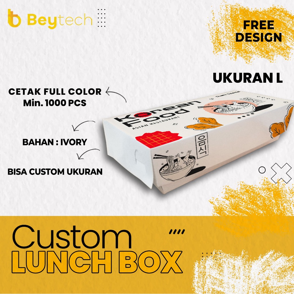 Jual Custom Print Cetak Paper Lunch Box Size L Food Grade Full Print ...