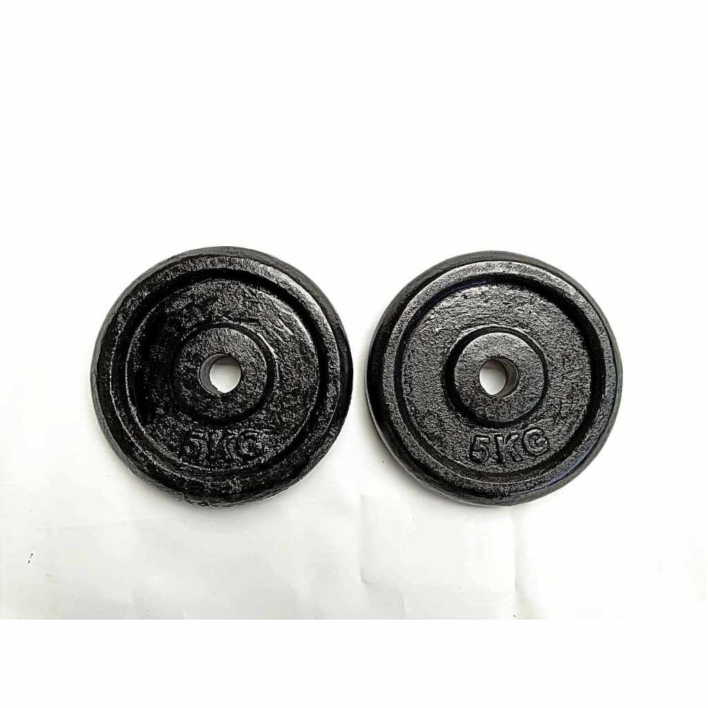 Jual Alat olaharaga gym plat piringan barbel besi 5 kg diameter 3 cm ...