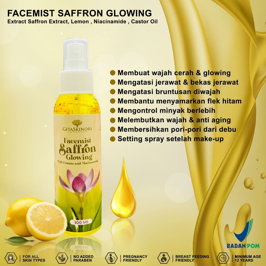 Jual NEW FACE MIST SAFFRON GLOWING GITASKINORI 100 ml WITH LEMON PLUS ...