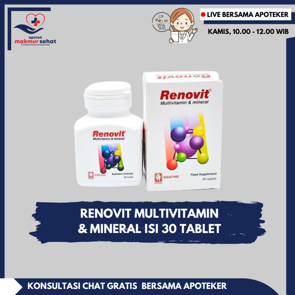 Jual RENOVIT MULTIVITAMIN DAN MINERAL 30 TABLET | Shopee Indonesia