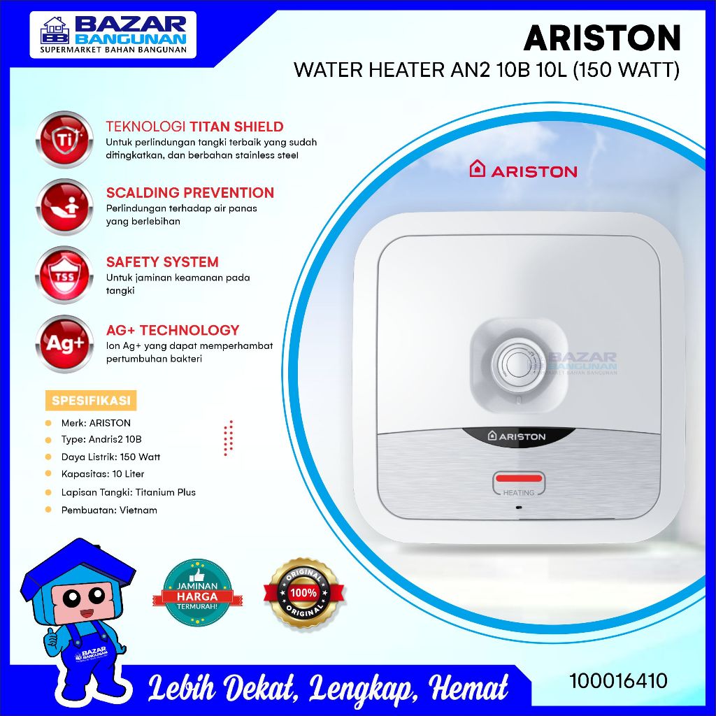 Jual Ariston - Water Heater / Pemanas Air Andris An2 10B 10 Liter 150 ...