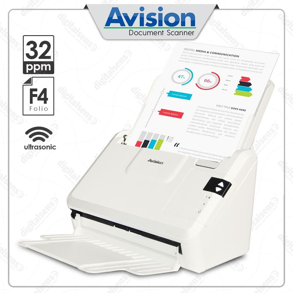Jual Scanner Avision AV332U - ADF-Ultrasonic-A4/F4/Folio- 32 Lbr/mnt ...