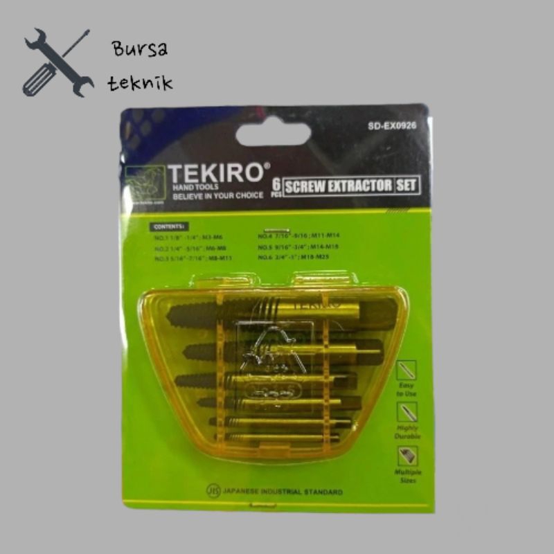 Jual (COD) Tekiro tap balik tekiro set 6pcs screw extractors set tekiro ...