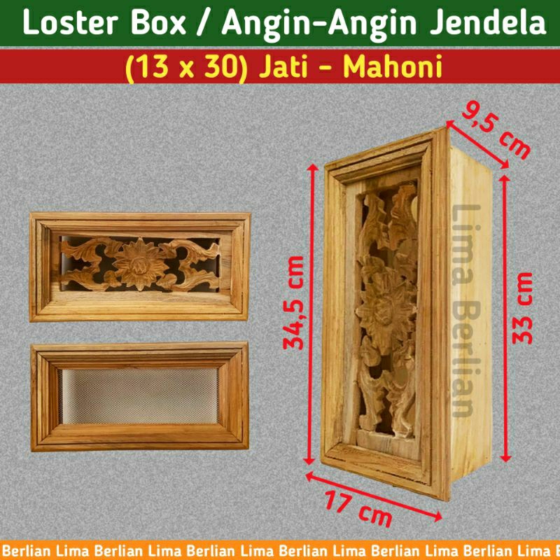 Jual Loster Box Kayu 13 x 30 Jati Asli Jepara Ventilasi Udara Jendela ...