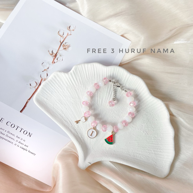 Jual GELANG LIONTIN CUSTOM NAMA MANIK MANIK DAISY KOREA / GELANG CHARM ...