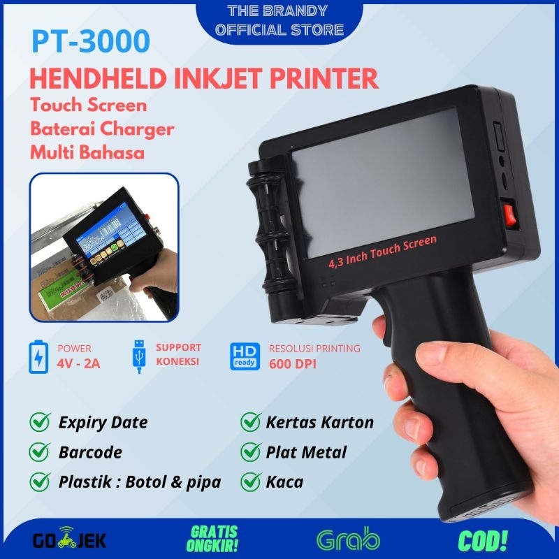 Jual Mesin Handheld Inkjet Printer INCODE PT-3000 Cetak Expiry date, Barcode dan Logo | Shopee ...