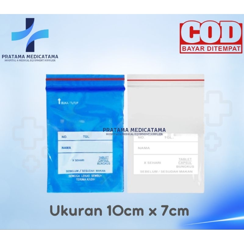 Jual Plastik Klip Obat 10cm x 7cm Bening Biru Sablon Isi 100 | Shopee ...