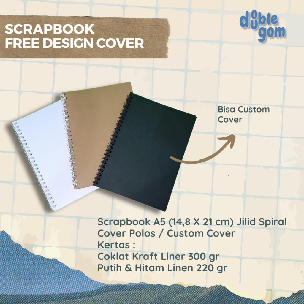 Jual DOUBLE GOM - SCRAPBOOK A5 JOURNALING SPIRAL KRAFT LINEN | Shopee ...