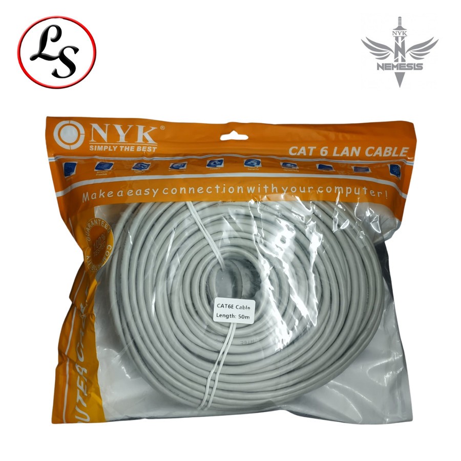 Jual NYK CABLE / KABEL LAN 50m / 50 Meter CAT6E UTP | Shopee Indonesia