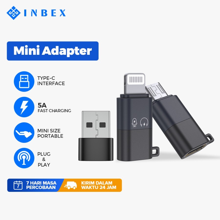 Jual INBEX Adapter Microphone Adapter Type-C to Micro IOS Mini OTG ...