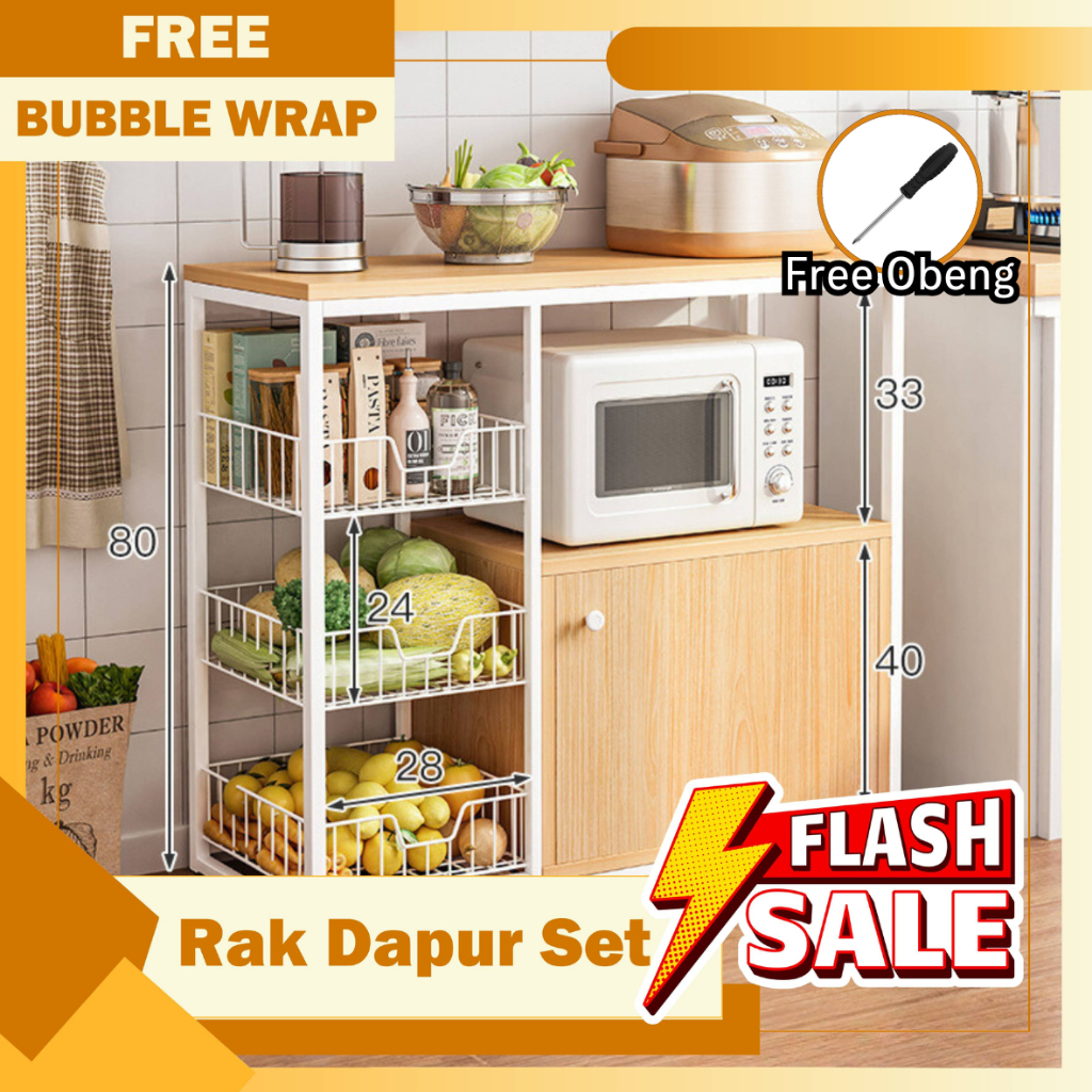 Jual LLB Rak Dapur Set 80x30x80cm Rak Dapur Susun Serbaguna Minimalis ...