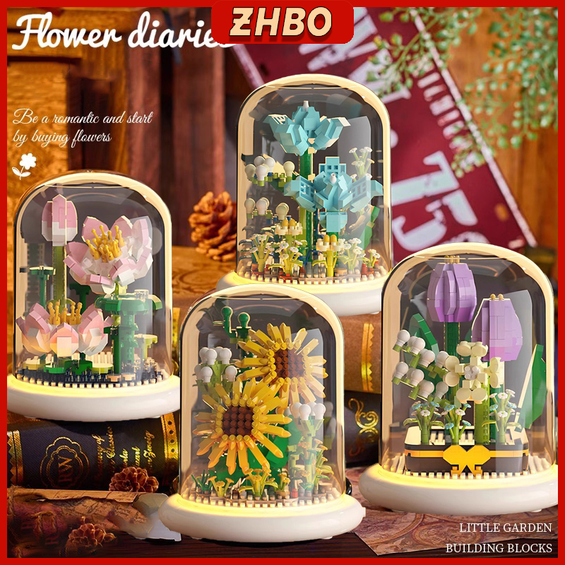 Jual [Lampu] Mainan Balok Bunga Bricks Flower Kreatif Untuk DIY Bunga ...