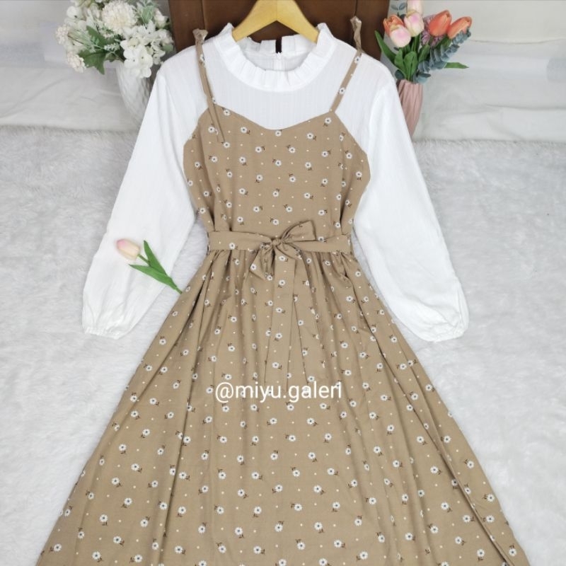 Jual Aecha Gamis Overall Crinkle mix Lady crush motif bunga cey plaid ...