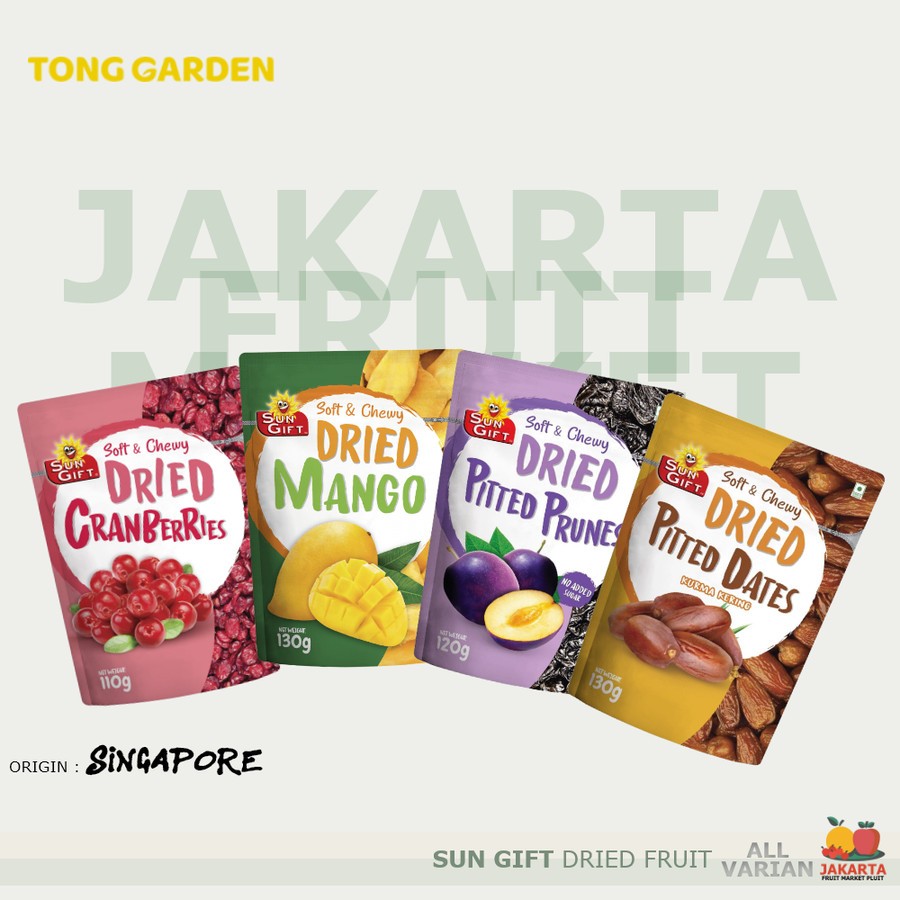 Jual SUN GIFT DRIED FRUIT Cranberries mango pitted prunes raisin guava ...