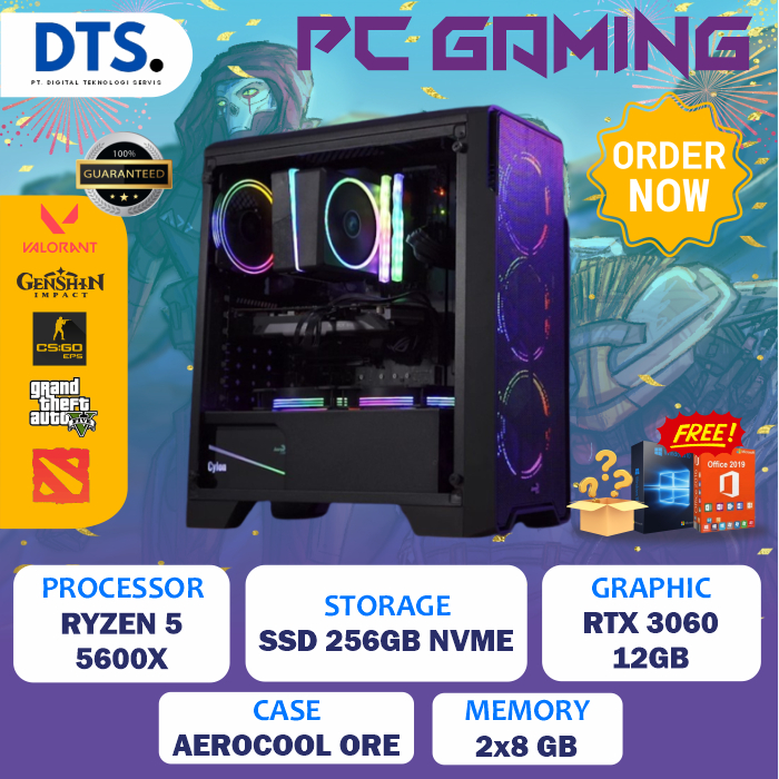 Jual Pc Gaming | Ryzen 5 5600X | RTX 3060 12GB | 16GB RAM | SSD ...