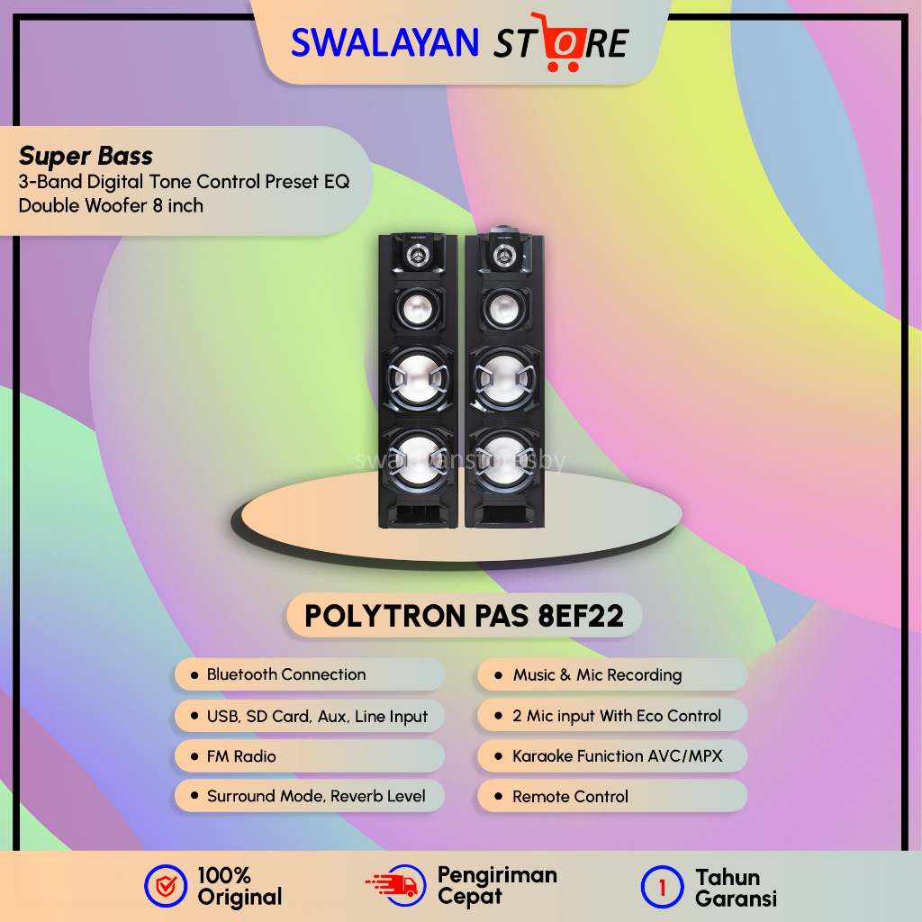 Jual SPEAKER POLYTRON AKTIF SPEAKER PAS 8EF22 8 INCH BLUETOOTH SPEAKER ...