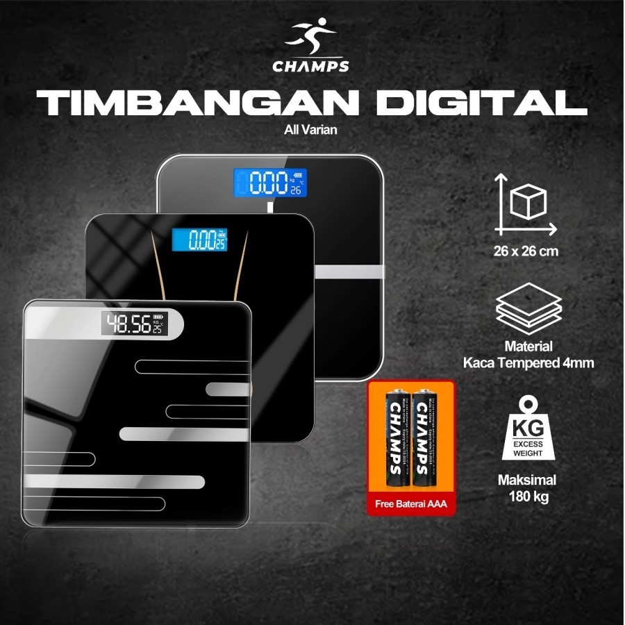 Jual Timbangan Badan Digital CHAMPS Body Fat 180 KG Personal Weight ...