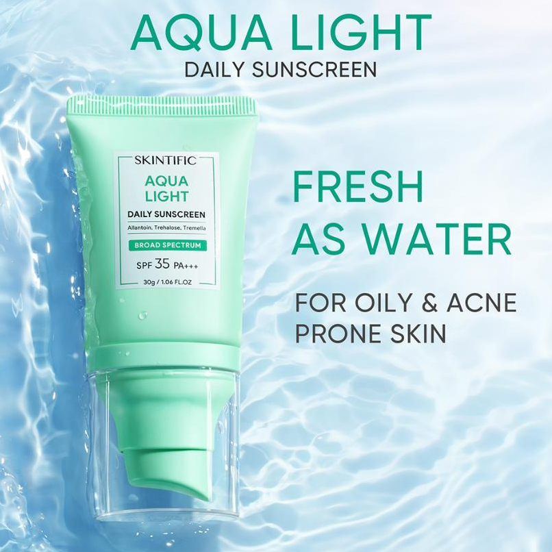 Jual skintific aqua light daily sunscreen spf 35 pa ++ 30g | Shopee ...