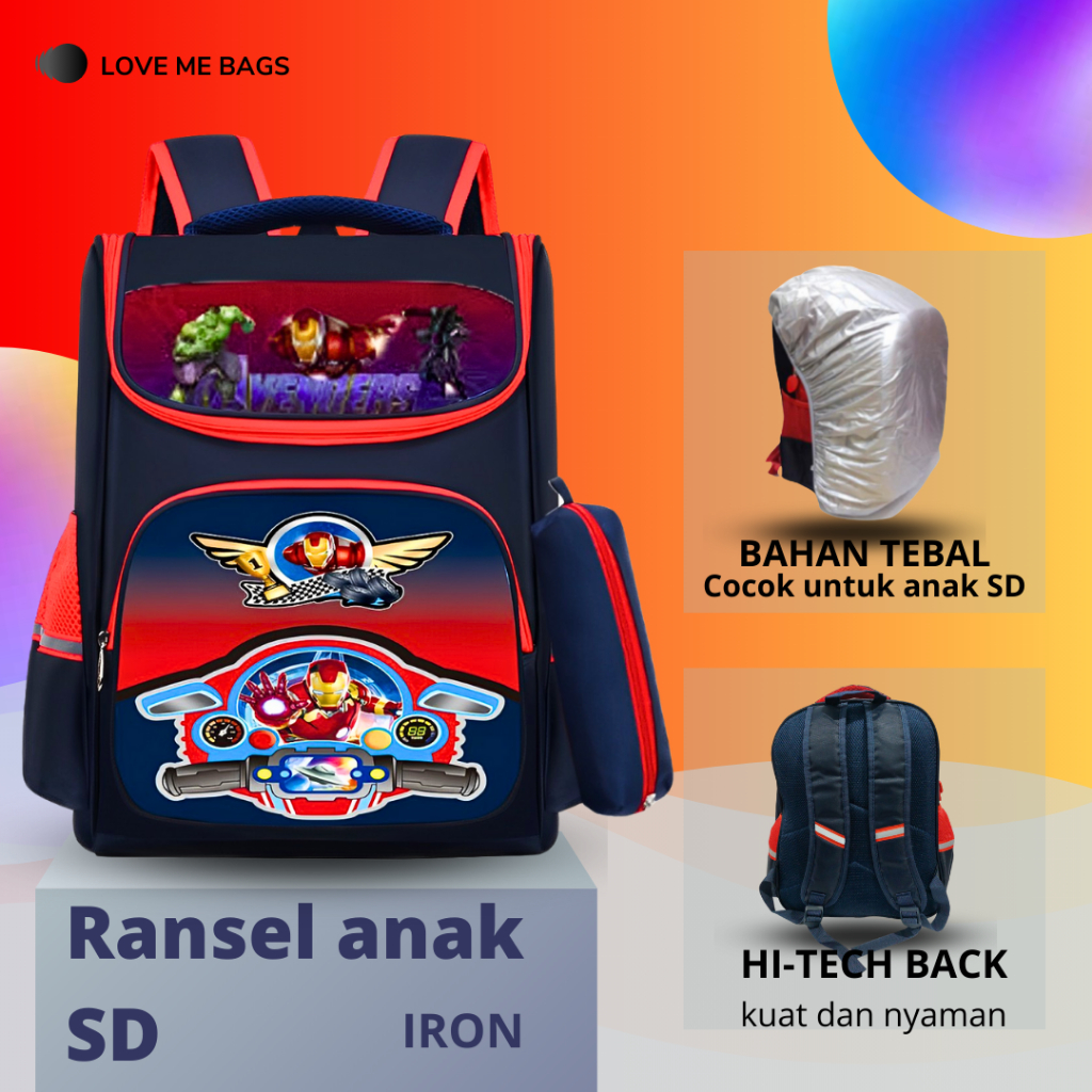 Jual LMB Tas Anak Sekolah Laki Laki SD Import Bahan Nilon Premium Karakter Superhero Timbul 6D ...