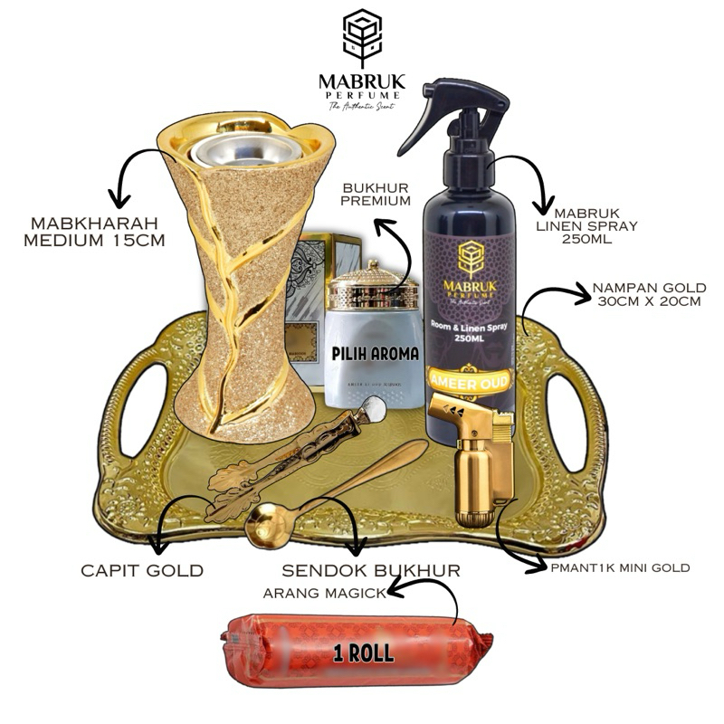 Jual Paket Bukhur Premium Bakhoor Bukhur Dupa Gahru Gaharu Nampan GOLD ...