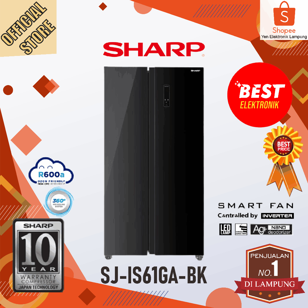 Jual Kulkas Sharp Sj Is61ga Bk Side By Side 2 Pintu Led Touch Screen