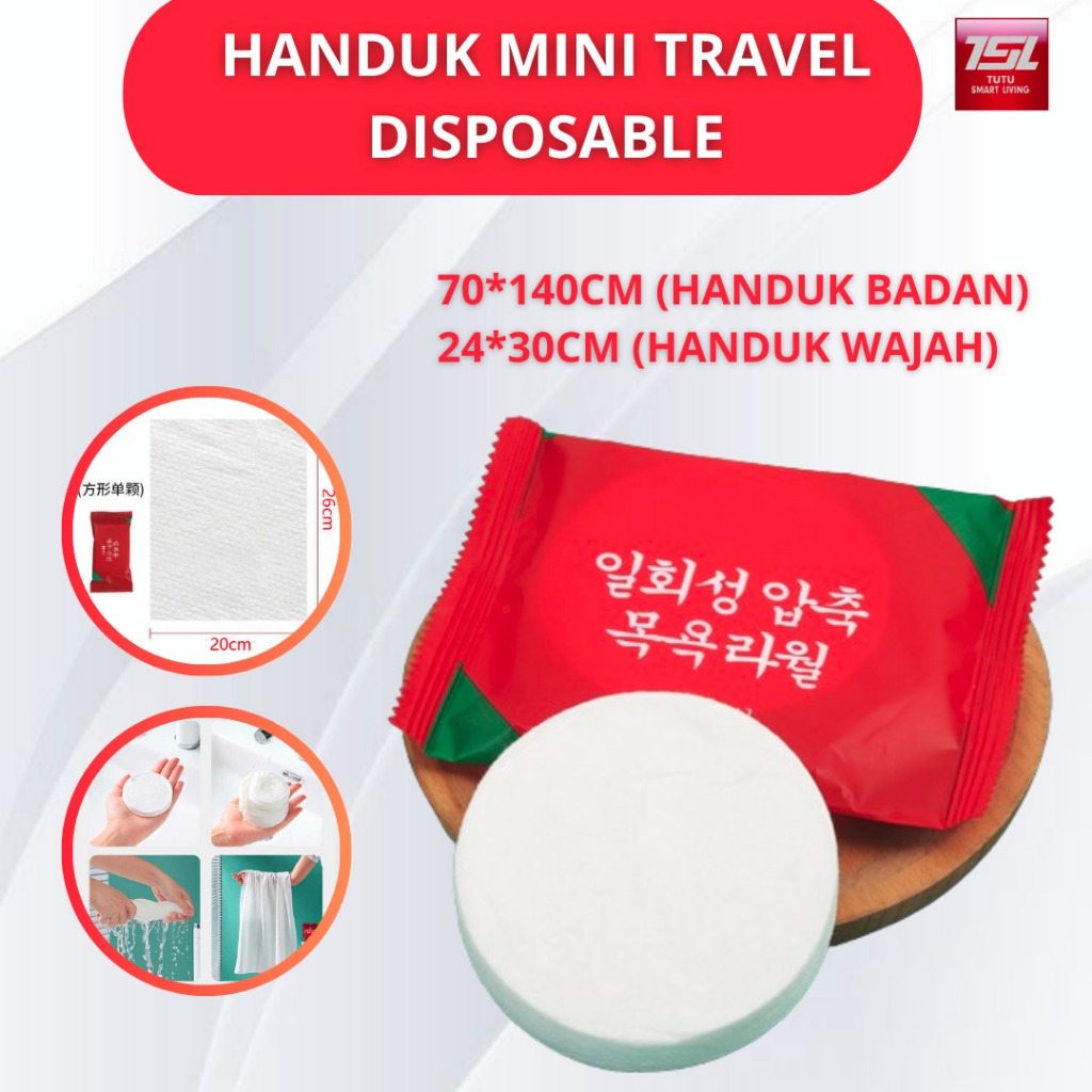 Jual TUTU Handuk Mini Travel Disposable Compressed Towel/Handuk Sekali ...