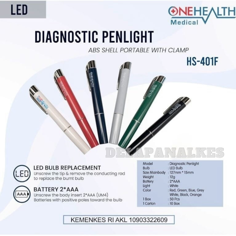 Jual OneHealth Penlight LED Sinar Putih Lampu Senter Medis Pen Light ...