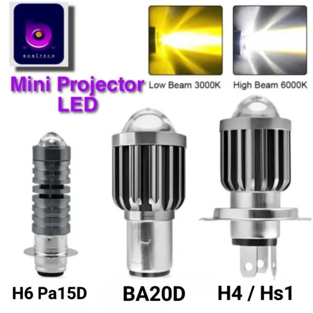 Jual BOBLTECH Lampu Motor Led HS1 H4 H6 BA20D AC DC Mini Projie | Shopee Indonesia