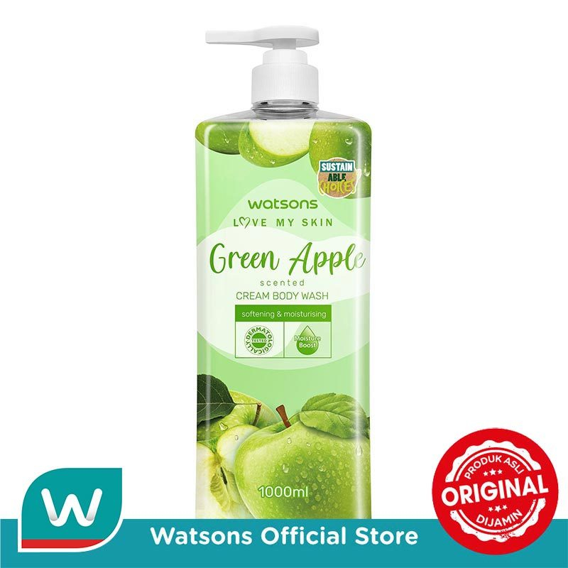 Jual Watsons Green Apple Scented Cream Body Wash 1000ML | Shopee Indonesia