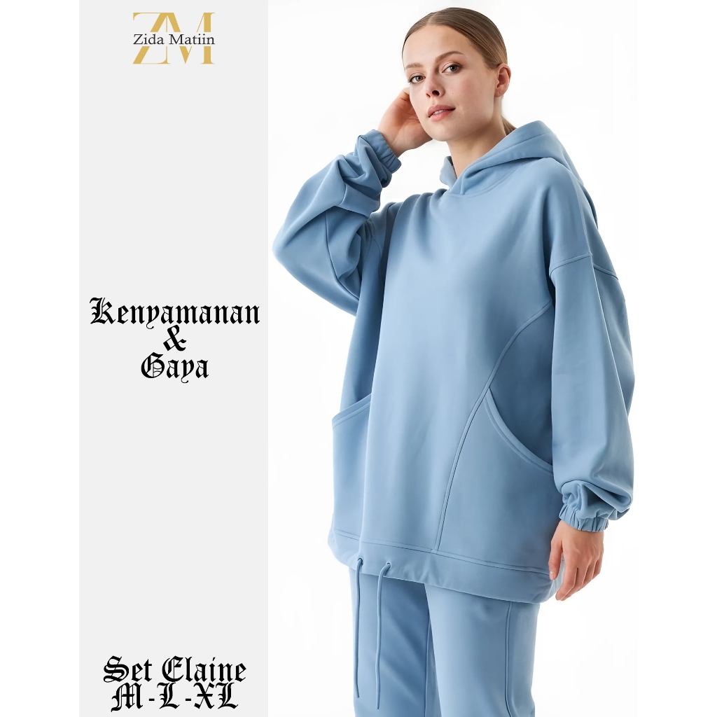 Jual Elaine | Set Hoodie Overseize Elegan Wanita Kekinian By Zida ...