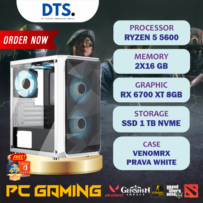 Jual Pc Gaming | Ryzen 5 5600X | RX 6700 XT 8GB | 1TB SSD | Jonsbo Cooler | Shopee Indonesia