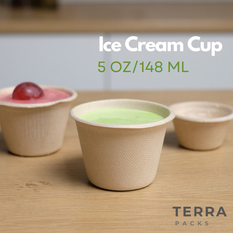 Jual Bagasse Sauce Cup 5 Oz 148 ML Tempat Ice Cream Eskrim Gelato ...