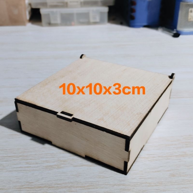 Jual BOX KOTAK KAYU SERBAGUNA 10X10X3 cm FLAYWOOD NATURAL BUKA TUTUP ...