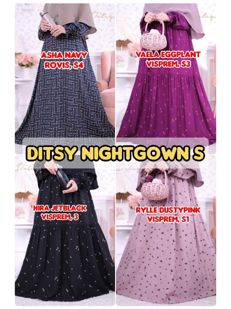 Jual Ditsy Nightgown size S - Asha Navy, Rylle Dustypink, Vaela ...