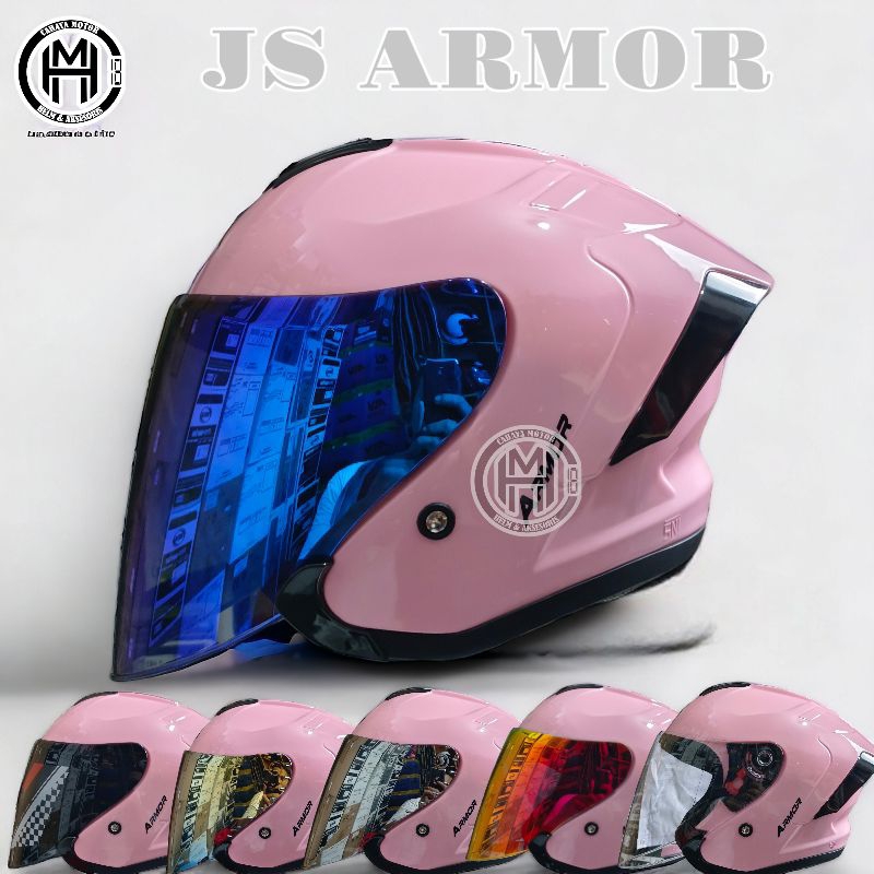 Jual HELM JS ARMOR SOLID PINK|HALF FACE TERLARIS PAKET GANTENG | Shopee ...
