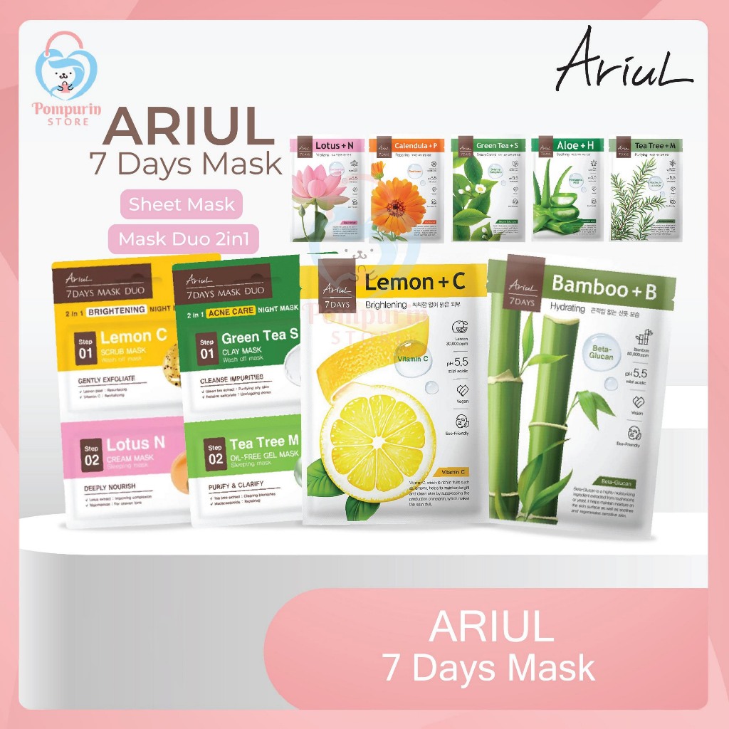 Jual [NEW] ARIUL 7 Days Sheet Mask 20gr / 7Days Mask Duo 2in1 ...
