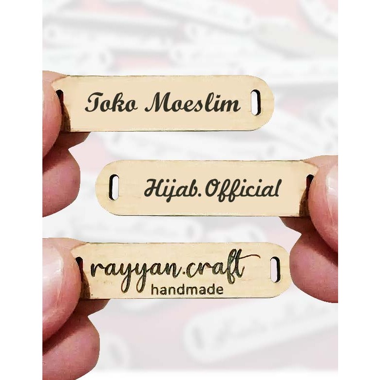 Jual Label Kayu Custom Nama Logo Hijab Baju | Shopee Indonesia