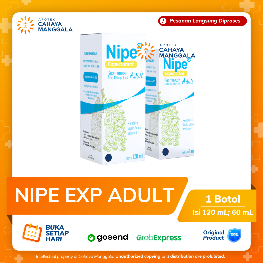 Jual NIPE EXPECTORANT ADULT (DEWASA) SYRUP 120 ML | Shopee Indonesia